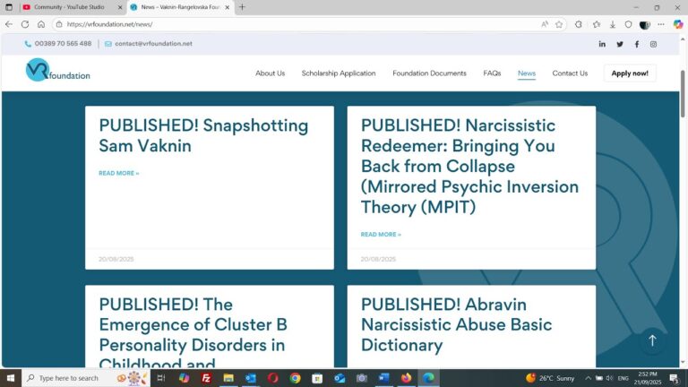 Transcripts of Prof. Sam Vaknin Psychology and Narcissism Videos